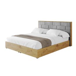 POLSTERBETT mit Bettkasten und Lattenrost, Boxbett ohne Matratze - ENZO8 140x200 Grau