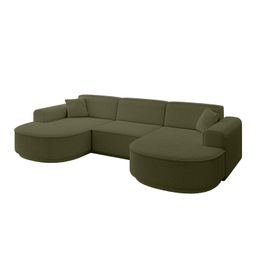 WOHNLANDSCHAFT MARI-U1-v3 - 303x171x83 cm Gr&uuml;n Boucl&eacute;