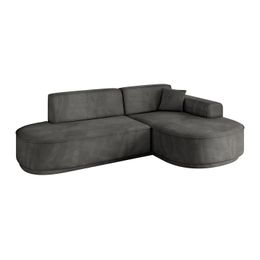 ECKSOFA Ottomane Rechts MARI-L1-v3 - 243x171x83 cm Dunkelgrau Velours