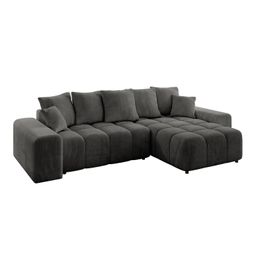 ECKSOFA Ottomane rechts ENIL-L 297x189x68 Dunkelgrau Velours