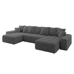 WOHNLANDSCHAFT ENIL-U 401x189x68 Grau Boucl&eacute;