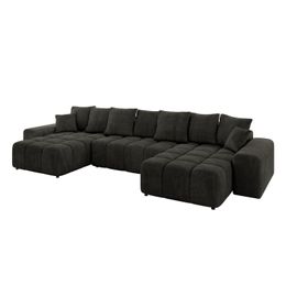 WOHNLANDSCHAFT ENIL-U 401x189x68 Schwarz Velours