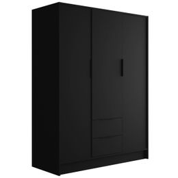 KLEIDERSCHRANK mit Fl&uuml;gelt&uuml;ren KOLIN 150x200cm Schwarz