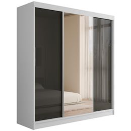 KLEIDERSCHRANK mit Spiegel V2-VITA 215x200 cm - Wei&szlig;|Grau