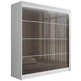 KLEIDERSCHRANK PEKA III mit LED - 200 cm - Wei&szlig;|Grau