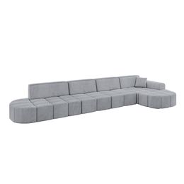 ECKSOFA Ottomane Rechts LIVO-L3 - 422x173x79,5 cm Hellgrau