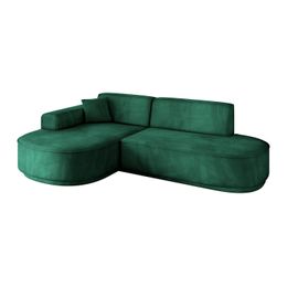 ECKSOFA Ottomane Links MARI-L1-v3 - 243x171x83 cm Gr&uuml;n Velours