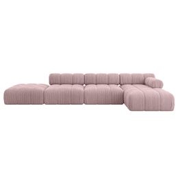 ECKSOFA modulares Sofa Lizur-L2 - 380x160x70 cm Rosa Cord
