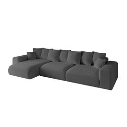 ECKSOFA Ottomane links ESKAR-L2 364x176x72 Platinfarben Boucl&eacute;