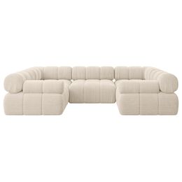 WOHNLANDSCHAFT modulares Sofa Birno-U1 - 285x190x70 cm Beige Cord