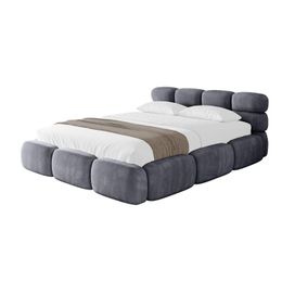 POLSTERBETT mit Bettkasten und Lattenrost, Boxbett ohne Matratze - NOMA 140x200 Dunkelgrau