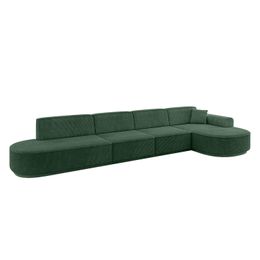 ECKSOFA Ottomane Rechts MARI-L3-v3 - 413x171x83 cm Gr&uuml;n Cord