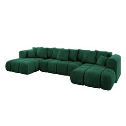 WOHNLANDSCHAFT CLOUD-U-v1 405x185x90 Dunkelgr&uuml;n Velours