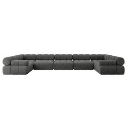 WOHNLANDSCHAFT modulares Sofa Birno-U3 - 475x190x70 cm Dunkelgrau Velours