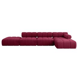 ECKSOFA modulares Sofa Lizur-L2 - 380x160x70 cm Bordeauxrot Velours