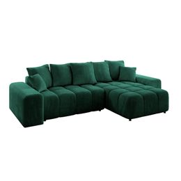 ECKSOFA Ottomane rechts ENIL-L 297x189x68 Dunkelgr&uuml;n Velours