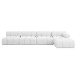 ECKSOFA modulares Sofa Razon-L3 - 380x160x70 cm Wei&szlig; Boucl&eacute;