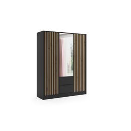 KLEIDERSCHRANK NERA - 150 cm - Schwarz|Eiche Artisan