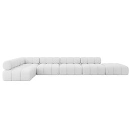 ECKSOFA modulares Sofa Favio-L3 - 475x190x70 cm Wei&szlig; Boucl&eacute;