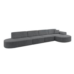 ECKSOFA Ottomane Rechts MARI-L3 - 413x171x79 cm Dunkelgrau Cord