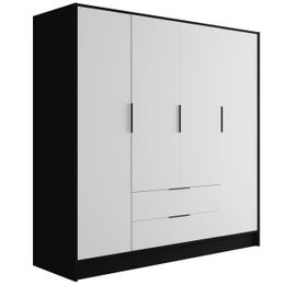 KLEIDERSCHRANK mit Fl&uuml;gelt&uuml;ren KOLIN 200x200cm Schwarz / Wei&szlig;