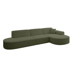 ECKSOFA Ottomane Rechts MARI-L2 - 328x171x79 cm Gr&uuml;n Boucl&eacute;