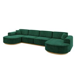 WOHNLANDSCHAFT MARI-U2-v2 - 388x171x83 cm Gr&uuml;n Velours