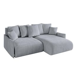 ECKSOFA Ottomane rechts ONESK-L -v1 216x177x72 Hellgrau Velours