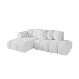 ECKSOFA Ottomane Links CLOUD-L-v1 280x185x90 Wei&szlig; Boucl&eacute;