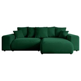ECKSOFA Ottomane rechts ESKAR-L 266x176x72 Dunkelgr&uuml;n Cord