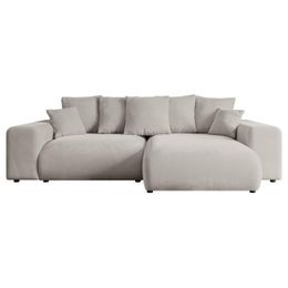ECKSOFA Ottomane rechts ESKAR-L 266x176x72 Hellbraun Velours