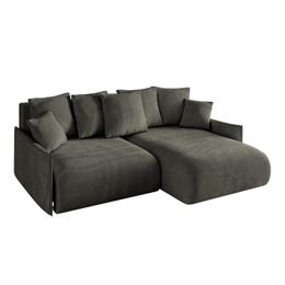 ECKSOFA Ottomane rechts ONESK-L -v1 216x177x72 Schwarz Velours