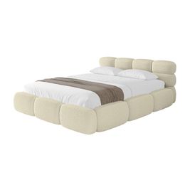 POLSTERBETT mit Bettkasten und Lattenrost, Boxbett ohne Matratze - NOMA 140x200 Beige