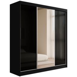 KLEIDERSCHRANK mit Spiegel V2-VITA 215x200 cm - Schwarz