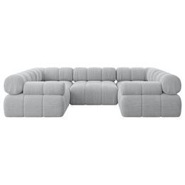 WOHNLANDSCHAFT modulares Sofa Birno-U1 - 285x190x70 cm Grau Cord