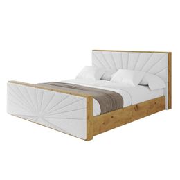 POLSTERBETT mit Bettkasten, Fu&szlig;teil und Lattenrost, Boxbett mit Matratze H3/H4 - ENZO6-Z 200x200 Wei&szlig;