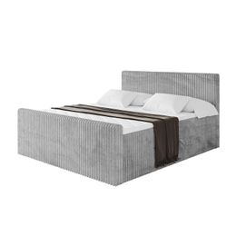 BOXBETT mit Matratze H4 und Lattenrost - TOLO-Z - 140x200 Cord - Hellgrau