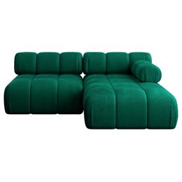 ECKSOFA modulares Sofa Razon-L1 - 190x160x70 cm Dunkelgr&uuml;n Velours
