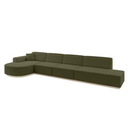 ECKSOFA Ottomane Links ARRIO-L3 - 413x171x83 cm Gr&uuml;n