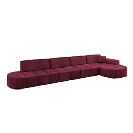 ECKSOFA Ottomane Rechts LIVO-L3 - 422x173x79,5 cm Bordeauxrot