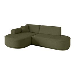 ECKSOFA Ottomane Links MARI-L1-v3 - 243x171x83 cm Gr&uuml;n Boucl&eacute;
