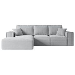 ECKSOFA mit Schlaffunktion und Bettkasten SERRA-L-S - 266x161x87 cm Grau Cord
