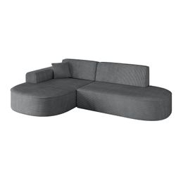 ECKSOFA Ottomane Links MARI-L1 - 243x171x79 cm Dunkelgrau Cord