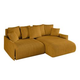 ECKSOFA Ottomane rechts ONESK-L -v1 216x177x72 Senfgelb Cord