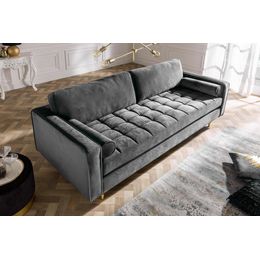 Riess Ambiente Design 3-Sitzer Sofa COZY VELVET 220cm grau Samt Federkern Lounge Riess-Ambiente Wohnzimmer Barock Glamour