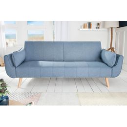 Riess Ambiente Design Schlafsofa DIVANI 220cm hellblau Strukturstoff Scandinavian 3-Sitzer mit Bettfunktion Riess-Ambiente Wohnzimmer Retro Skandinavisch
