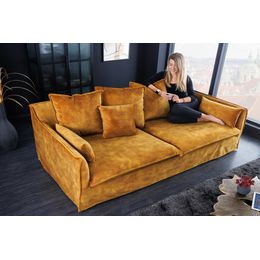 Riess Ambiente Gro&szlig;es 3-Sitzer Sofa HEAVEN 200cm senfgelb Samt Federkern waschbarer Bezug Hussensofa Couch Riess-Ambiente Wohnzimmer Glamour Industrie & Loft...