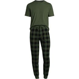 LANDS' END Pyjama-Set aus Baumwoll-Jersey, Herren,  Gr&uuml;n, Baumwoll-Mischung, by Lands' End