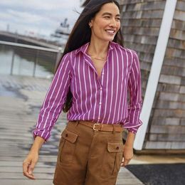 LANDS' END B&uuml;gelfreie Baumwoll-Bluse, Damen,  Pink, Baumwolle, by Lands' End