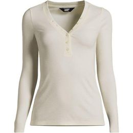 LANDS' END Flie&szlig;endes Doppeljersey-Henleyshirt, Damen,  Wei&szlig;, Elasthan/Polyester/Viskose, by Lands' End